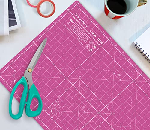 Cutting Mat A3 around 12" x 18", Self Healing cutting mat Double Sided 5-Ply Cutting Mats for Crafts, Fabric, Sewing, Quilting, Workbench, Scrapbooking, Projects, Pink/Purple -Shiny Merry