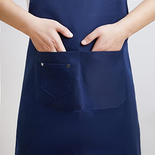 WOWHIZ Artist Apron for Men Women,Safety Canvas Aprons Teaching Baking Cooking Kitchen Chef Garden Pottery Painting Aprons 3 Pockets, Navy Blue