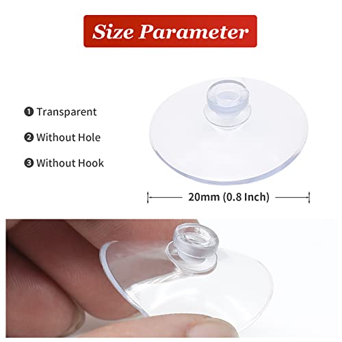 Litoexpe 10 Pieces Clear Suction Cups Without Hooks Without Holes, Small Professional Strength Sucker Pads for Home Decoration and Organization, 0.8 Inch/20mm