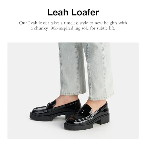 COACH Women's Flats Leah Loafer in Patent Leather, Color Black Patent, Size 8