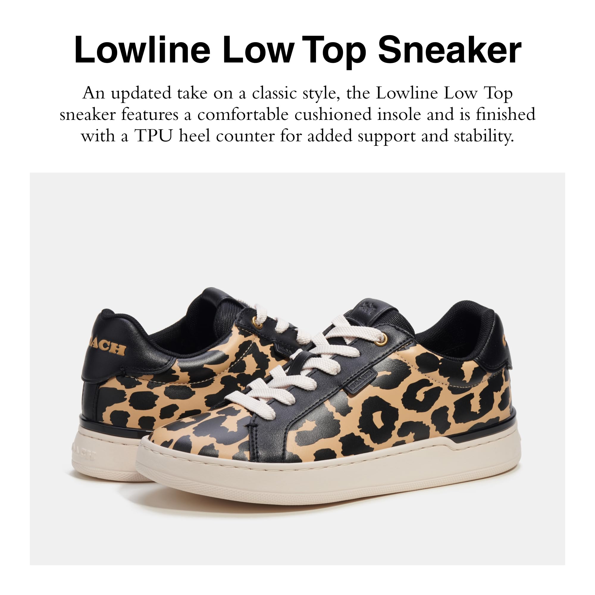 Coach Women's Lowline Printed Leather Sneaker, Leopard, 7.5