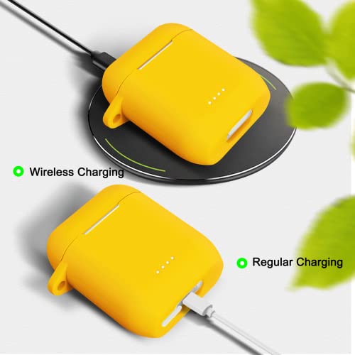 MOLOVA Protective Silicone Case Compatible with Tozo t6, Front LED Visible, Premium Accessory Shockproof tozo t6 Case Cover with Keychain. (Yellow)