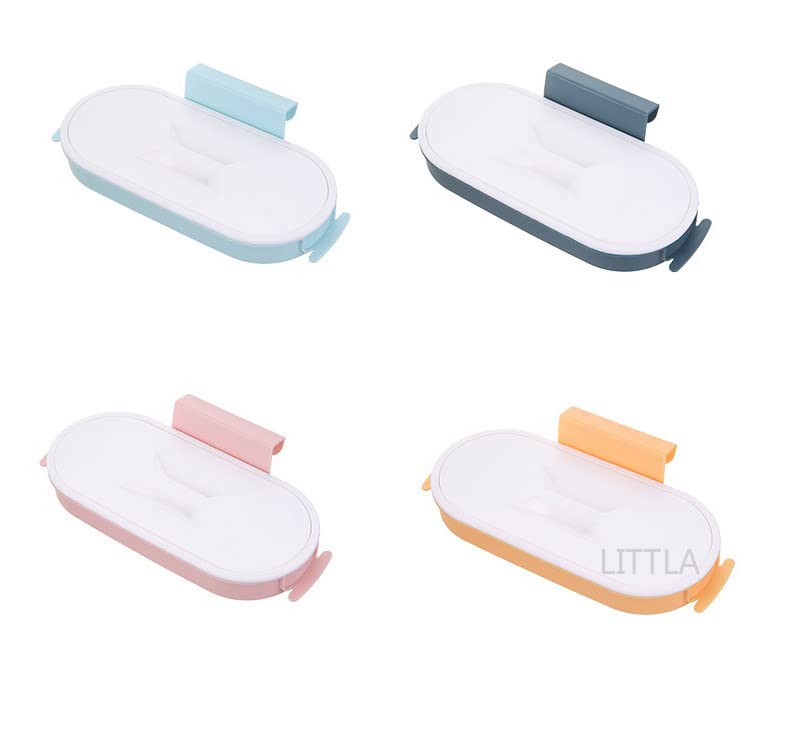 LITTLA Set of 4 Trash Bag Holder Rack, Hanging Organizer Garbage Bag Holder, with Removable Lid - Multi for Kitchen Cabinet Door Storage Cupboard, Kitchen Towel Rails Rack