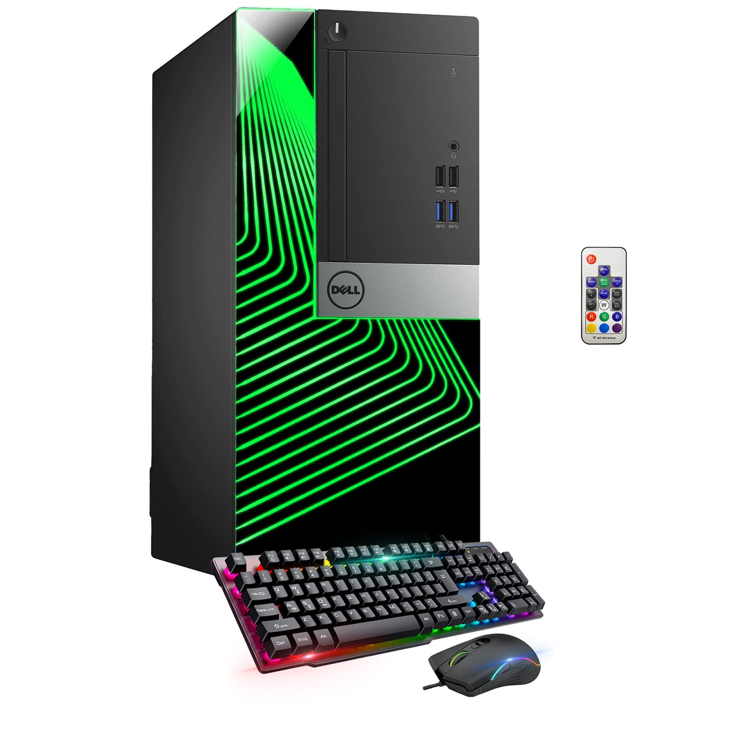 Dell OptiPlex Gaming Tower RGB Lights Computer Intel Core i5 8500 8th Gen Processor Up to 4.10GHz - Radeon RX 550 4GB - 16 GB RAM 512GB M.2 NVME - Windows 11 Pro - WiFi - Bluetooth (Renewed)