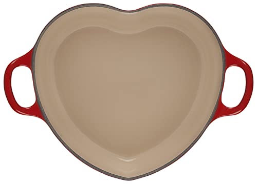 Le Creuset Signature Enameled Cast Iron Figural Heart Cocotte, 2 Quart, Cerise with Stainless Steel Knob
