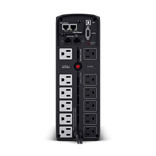 CyberPower CP1500PFCLCD PFC Sinewave UPS System, 1500VA/1000W, 12 Outlets, AVR, Mini Tower,Black