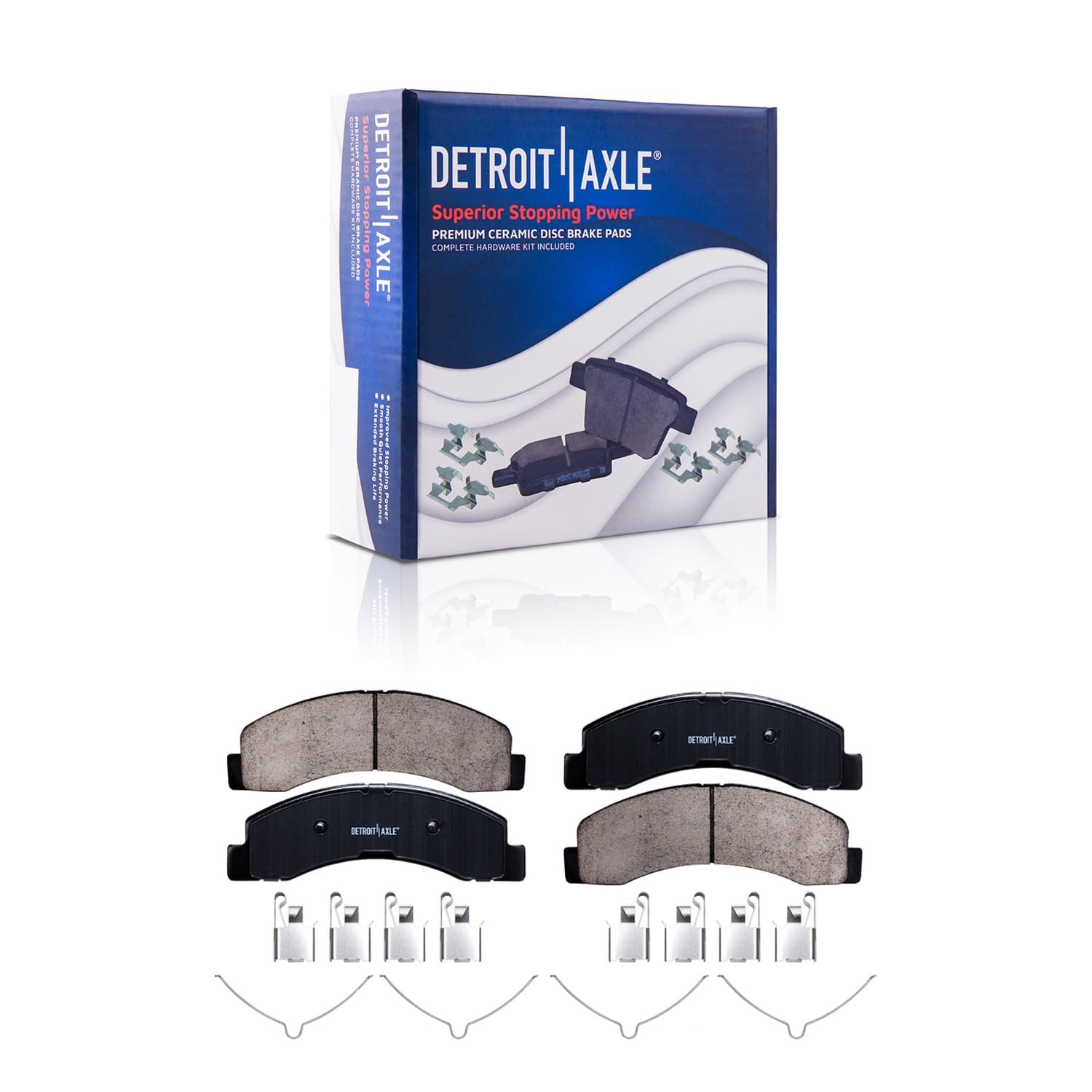 Detroit Axle - Brake Pads for 1999-2004 Ford F-250 F-350 Super Duty 2000-2005 Ford Excursion, 4pc Front & Rear Ceramic Brake Pads Set Replacement