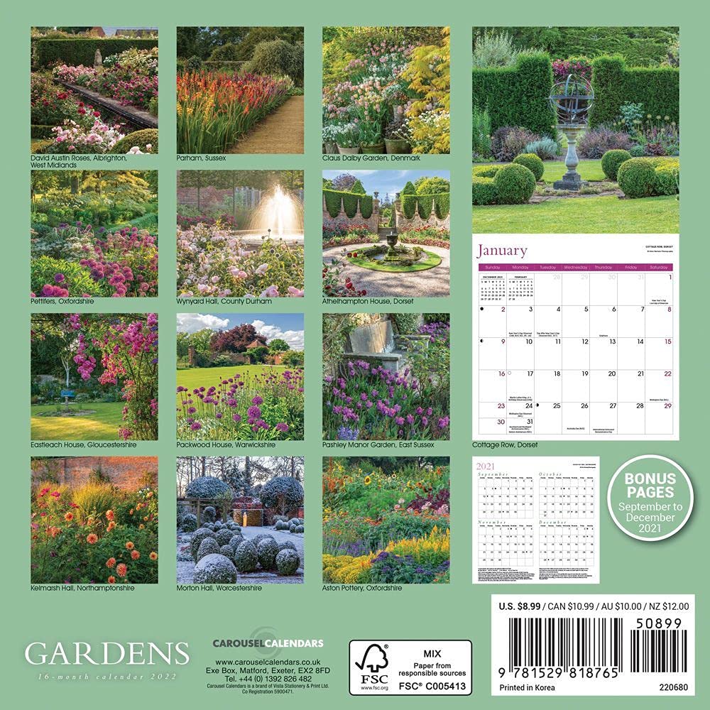 Carousel Calendars, Gardens 2022 Mini Wall Calendar