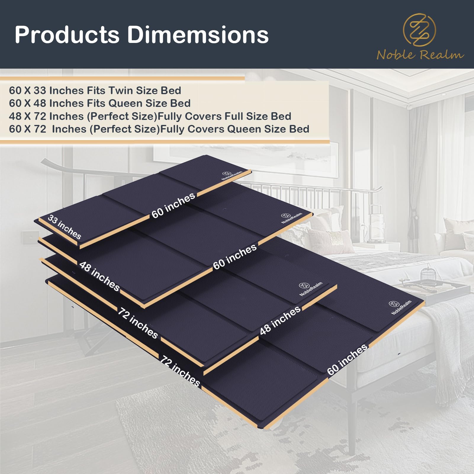 NobleRealmยฎ ๐๐ฒ๐๐๐ฒ๐ฟ ๐ฆ๐ถ๐๐ฒ Sleeper Sofa Board | Queen Bunkie Board (58.5โx64โ Queen Size) Under Mattress Support Board | Bed Board
