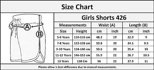 Kids Girls Short 100% Cotton Gym Sport Black & Neon Orange Summer Hot Pant Short