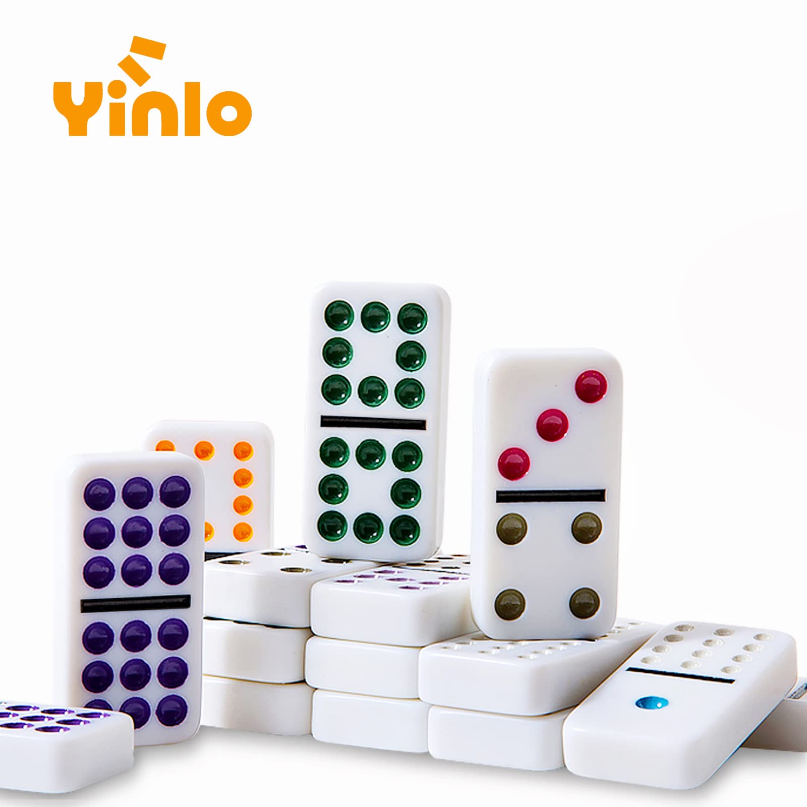 Yinlo Mexican Train Dominoes Set with Sound Effects, Mexican Train Dominoes Game for Travel, 91 Tiles Double12 Colored Dominoes Game Set with Aluminum Case
