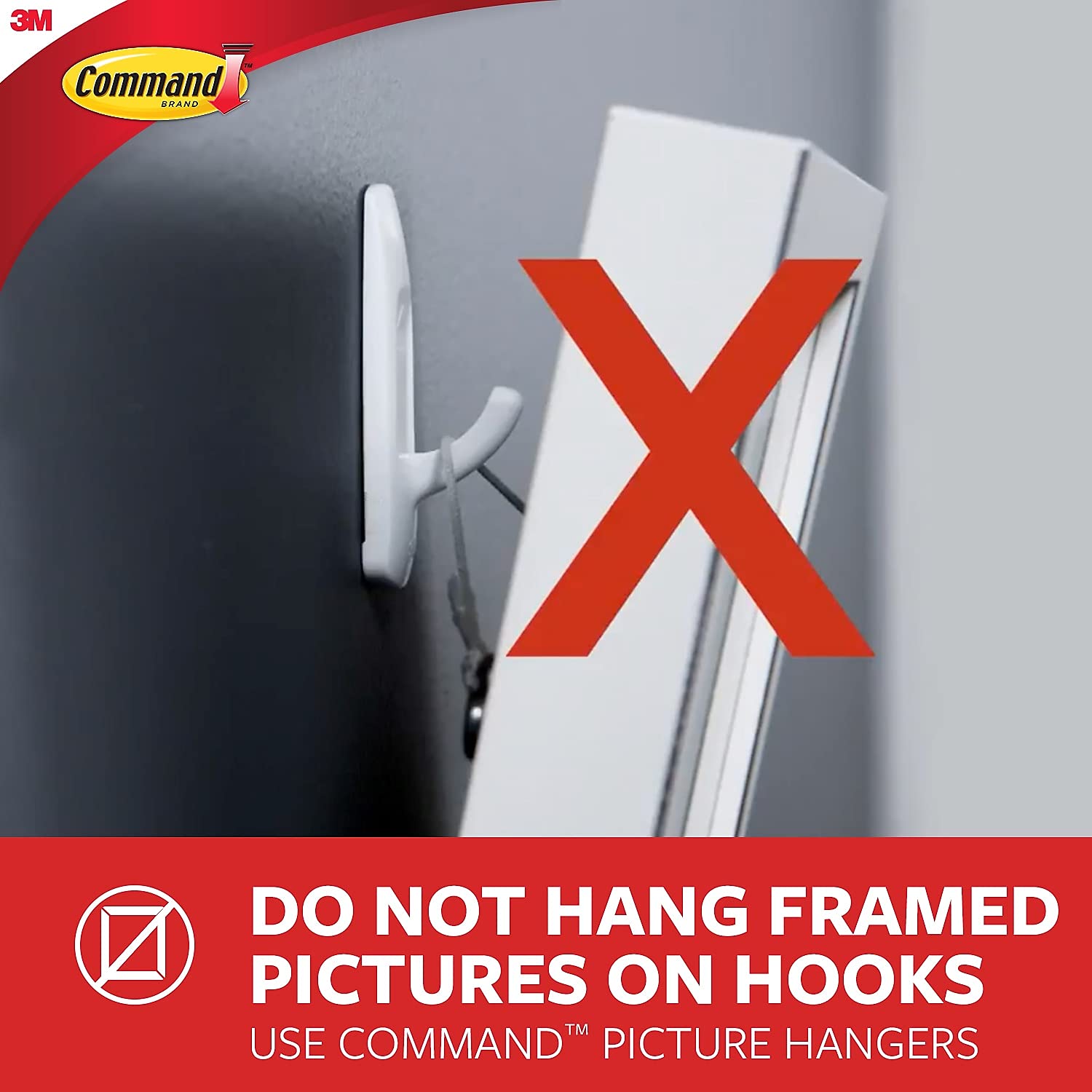 Command Spring Hook, 3/4w x 5/8d x 1 1/2h, White, 8 Hooks/Packs
