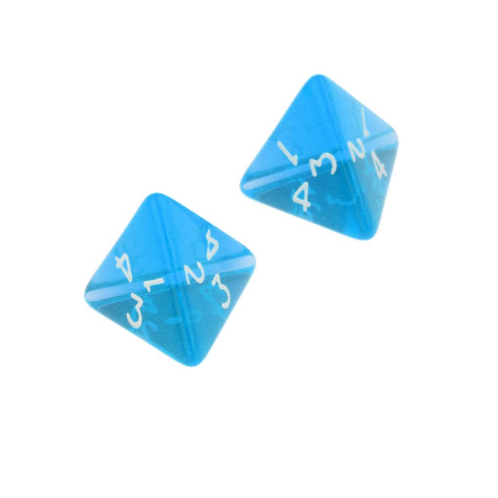 Yiotfandoll 5PCS Polyhedral Dice 20mm D4 for Dungeons and Dragons DND RPG MTG Dice Table Games Transparent Blue with Black Bag