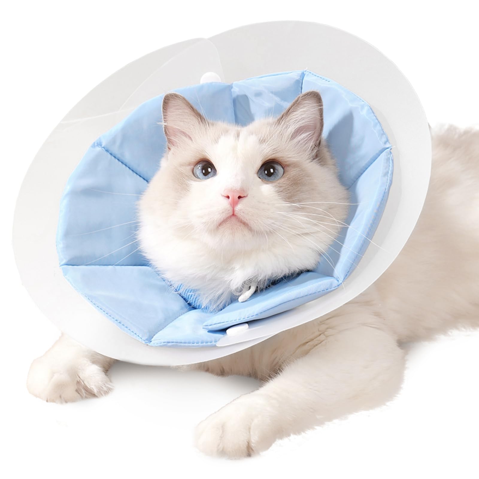 IKIPUKO Cat Cone Collar Soft Adjustable Recovery Pet E-Collar After Surgery, Lightweight Waterproof Kitten Cones, Protective Neck Cones for Small Dogs to Stop Licking Wounds, Pink, M