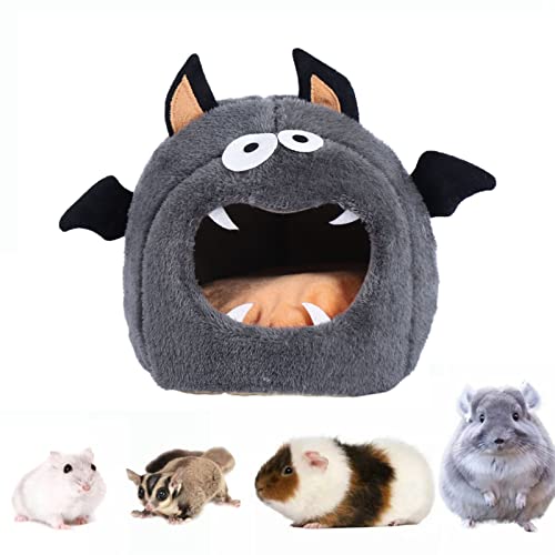 leasote Hamster Sleeping Bed, Bat Shaped Lovely Small Pet Sleeping House Soft Nest Warm Bed Cage for Guinea Pigs Hamsters Ferrets Dwarf Rabbits Rats Hedgehogs Chinchilla Grey