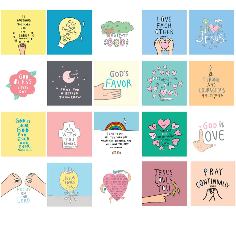 goodnewsdrawing, Bible Sticker Set, Bible Scripture Sticker, Christian Illustration Sticker Two Sets (Total 200ea)