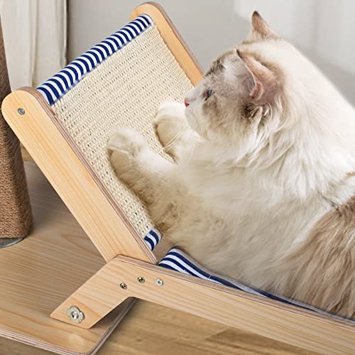 Lechansen Cat Scratching Post,29.5 Inches Tall Cat Scratcher Post with Cat Bed Chair for Indoor Cats,Sisal Rope Scratching Post with Lounge for Adult Cat Kitten