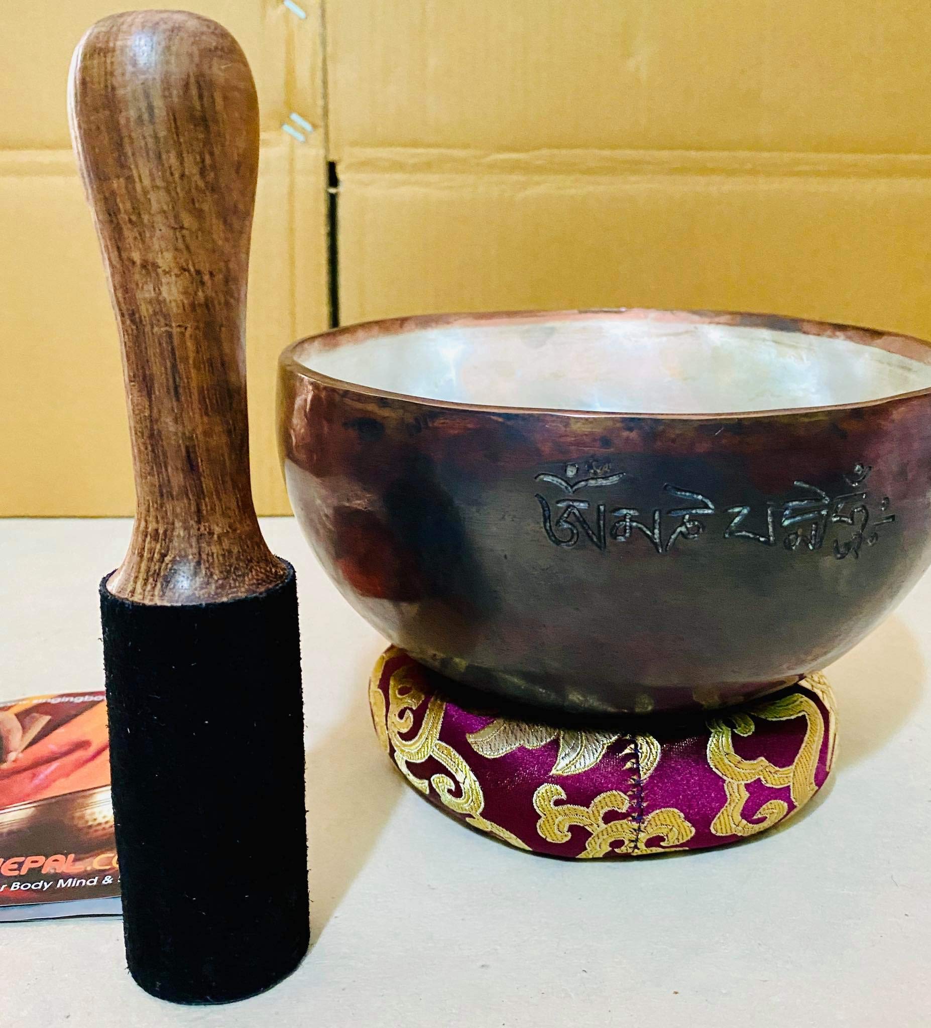 Sacral Chakra and the Sexual Chakra D Note Auntic Hand Hammered Tibetan Meditation Singing Bowl 6.5 Inches - Yoga Old Bowl By Singing Nepal