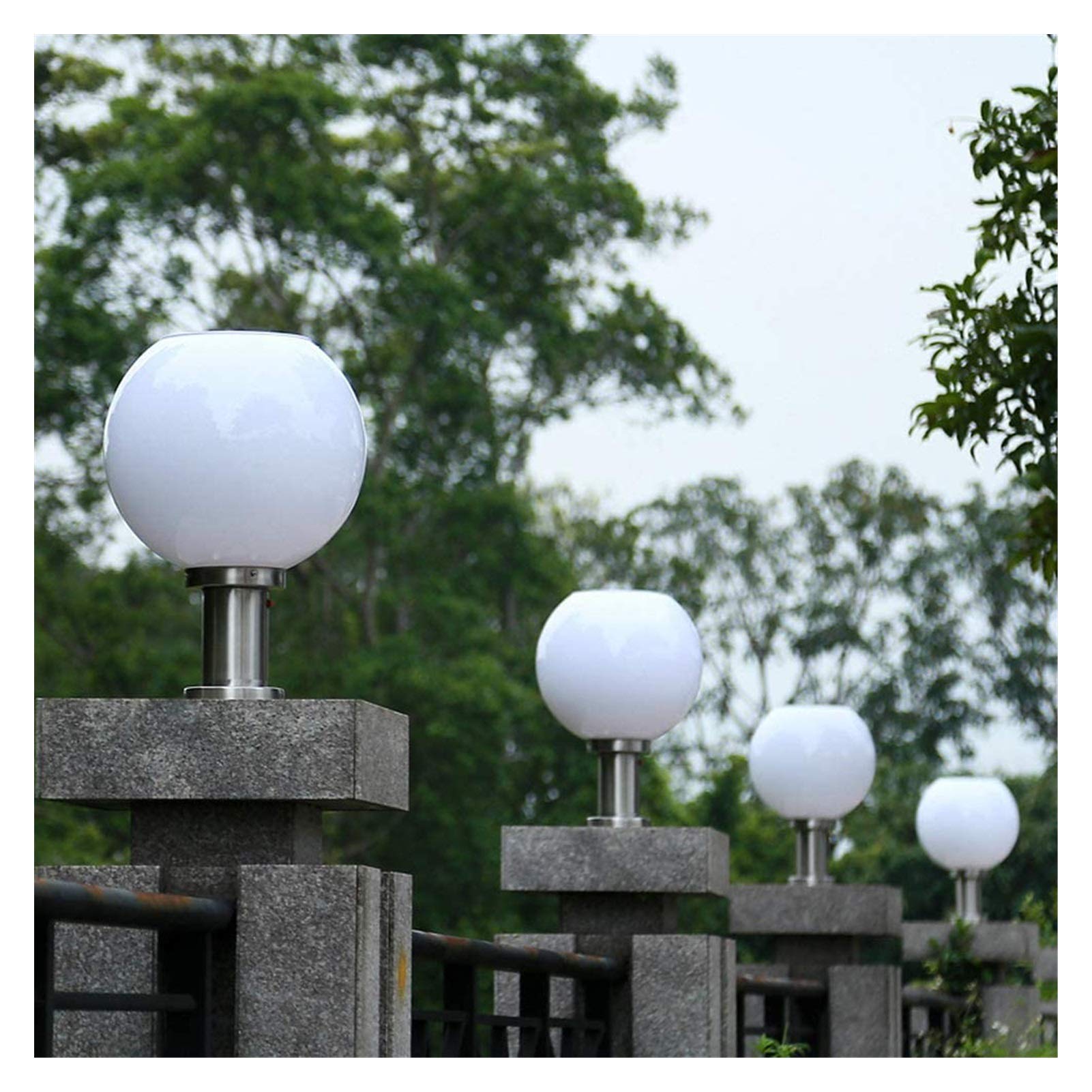 YMJ Solar Outdoor Post Light Fixture LED Cast Aluminum with Stainless Steel Pier Mount Base, Solar Pillar Light for Garden Home Hallway Porch Garage (Size : 9.84inch)