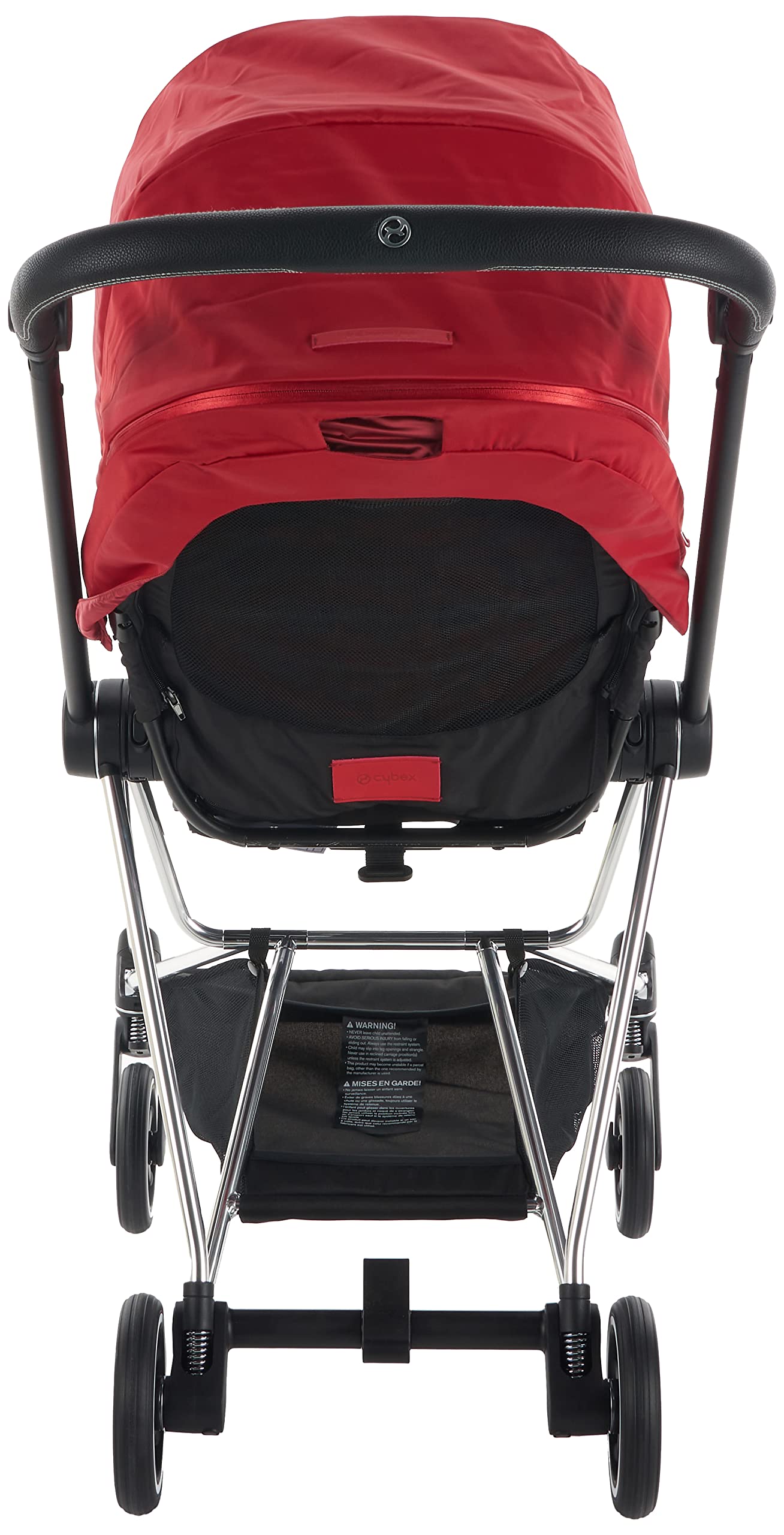 Cybex Mios 2 Complete Stroller, One-Hand Compact Fold, Reversible Seat, Smooth Ride All-Wheel Suspension, Extra Storage, Adjustable Leg rest, True Red Seat with Chrome/Black Frame
