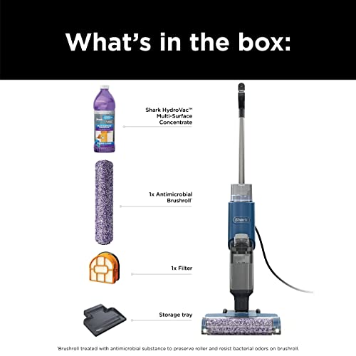 Shark WD101 HydroVac XL 3-in-1 Vacuum, Mop & Self-Cleaning System with Antimicrobial Brushroll* & Solution for Multi-Surface , Perfect for Hardwood, Tile, Marble, Area Rug & More, Corded, Navy