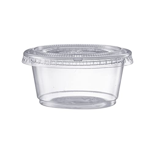 Pantry Value [200 Sets - 2 oz.] Jello Shot Cups with Lids, Small Plastic Condiment Containers for Sauce, Salad Dressings, Ramekins, & Portion Control