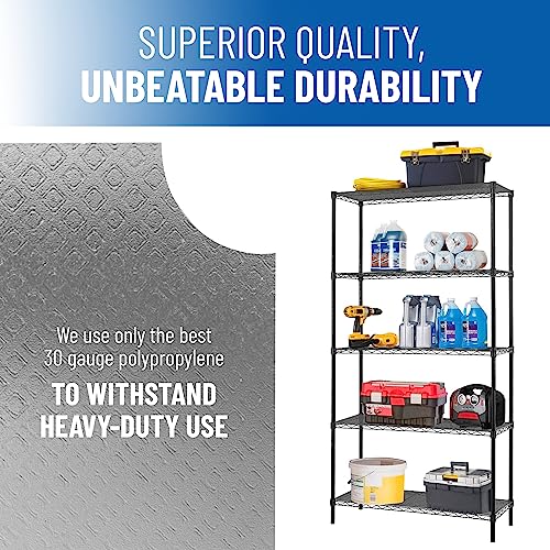 Shelf Liners for Wire Shelf System - Set of 4 in Graphite - 18 x 36 inch - Plastic Wire Shelving Shelf Mats - Made in USA