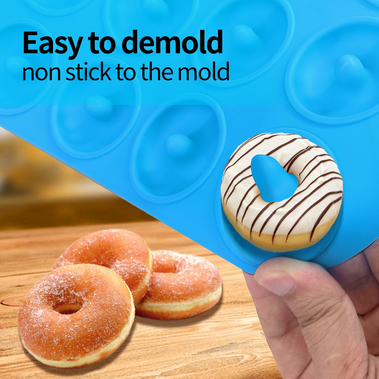 Cupidove Silicone Donut Pan, Silicone Donut Molds for baking, Mini Donut Silicone Mold Heat Resistant, Mini Silicone Baking Mold for baking delicious donuts, Non-stick Bottom, Easy to Clean