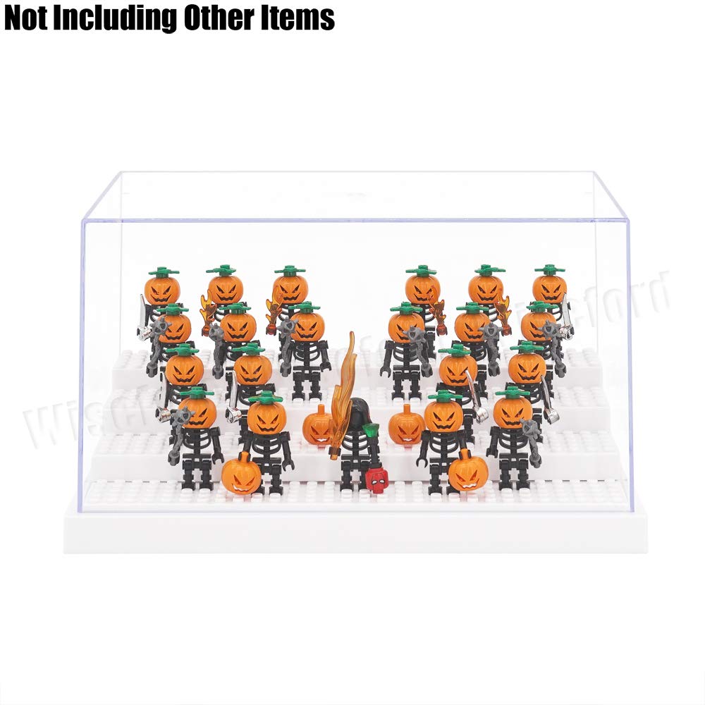 Tingacraft Acrylic Display Case (9.5 x 6.1 x 5.1 inch) Clear Box for Minifigures, White