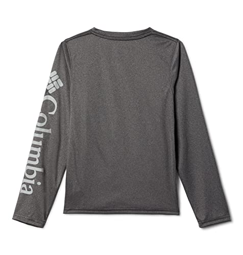 Columbia Youth Boys Terminal Tackle Heather Long Sleeve, Black Heather/Cool Grey Logo, Large
