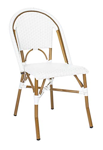 Safavieh Home Collection Hooper Indoor-Outdoor Stacking Side Chairs | Black & White | Set of 2