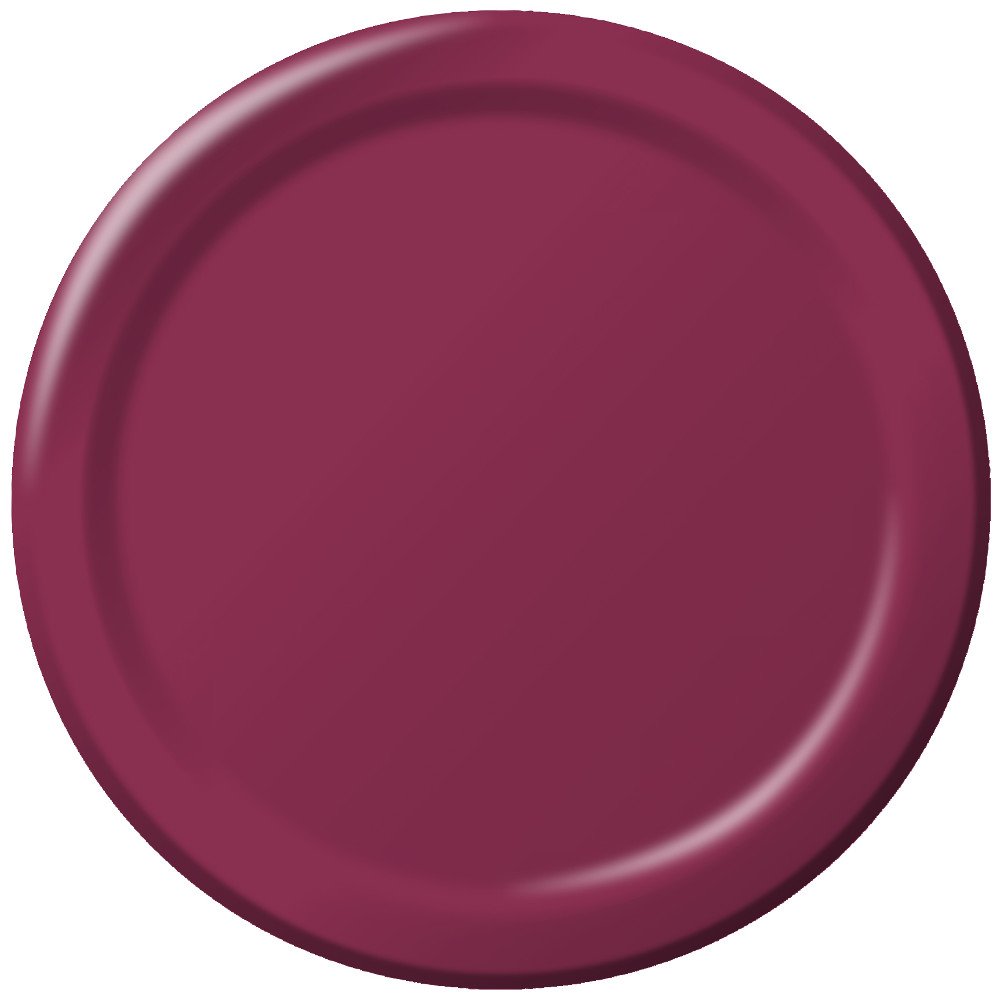 Creative Converting Burgundy Red Round Paper Plates Plastic Table Cover, 7"