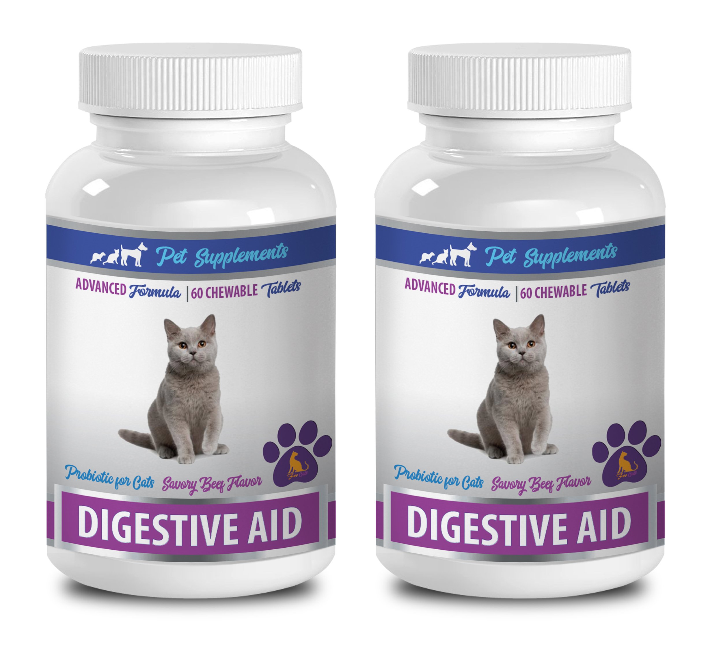 PET SUPPLEMENTS cat Digestive enzymes - Cats Digestive AID - PROBIOTIC Formula - Treats - cat probiotics Chews - 2 Bottle (120 Chews)