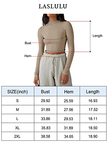 LASLULU Womens Cropped Long Sleeve Athletic Shirts Crop Tops Seamless Slim Fit Workout Yoga Sports Tops Pullover Outwear(Black Large)