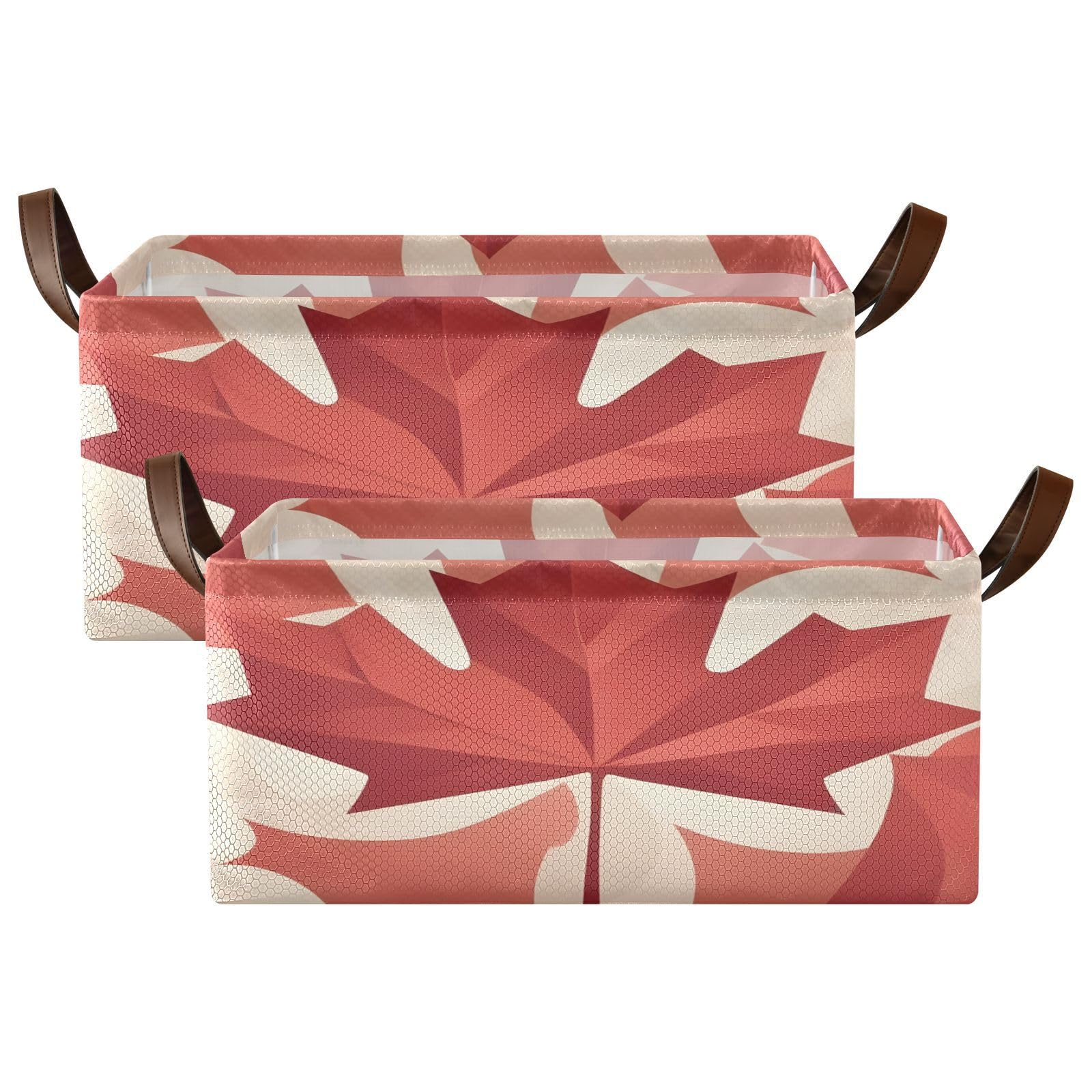Hezely Canada Flag Pattern Large Storage Baskets for Shelves, Fabric Storage Bins with Handles,Fabric Storage Cubes Closet Organizer for Home(1 Pack)