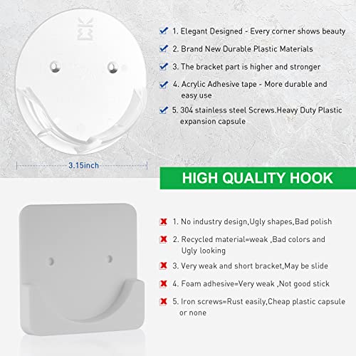 Shower Curtain Rod Holders for Wall – Kitosun Adhesive Tension Rod Retainer 3/5 Deep Support Brackets with Tape for No Drilling Quick Mount and Screws for Permanent Installation (2pcs,White)