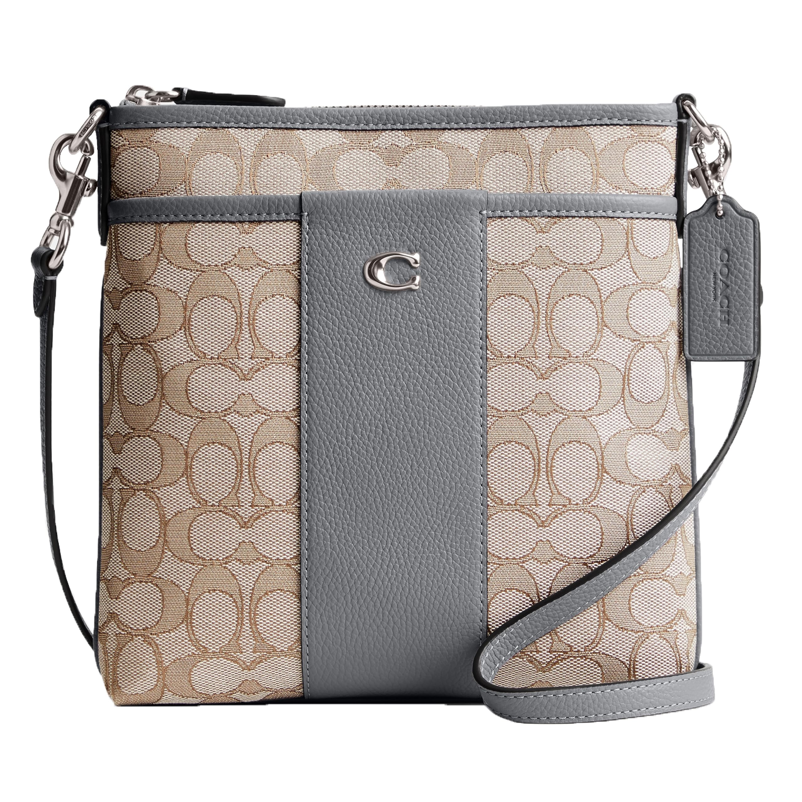 COACH Box Program Signature Jacquard Kitt, Stone/Grey Blue, One Size