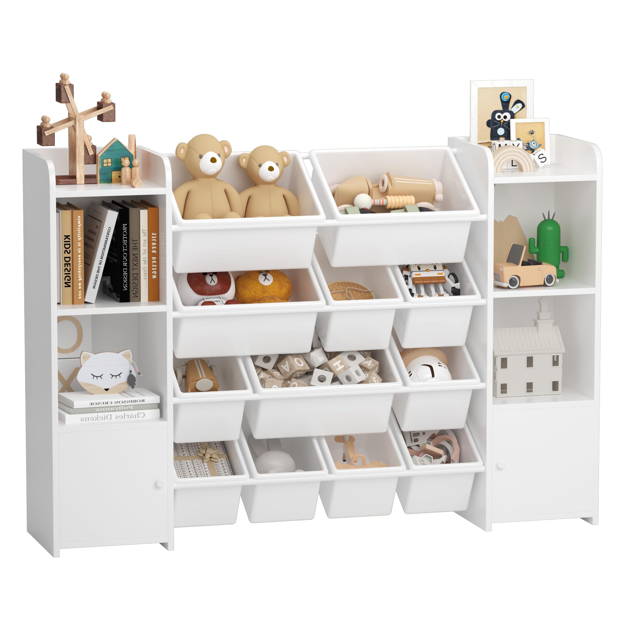 Large Toy Storage Organizer with 12 toy storage bins, Toy Organizers and Storage with 6 Storage Cubbies, kids bookshelf and toy storage, Perfect for Toddler Playroom Organization and Storage Bins Wh8