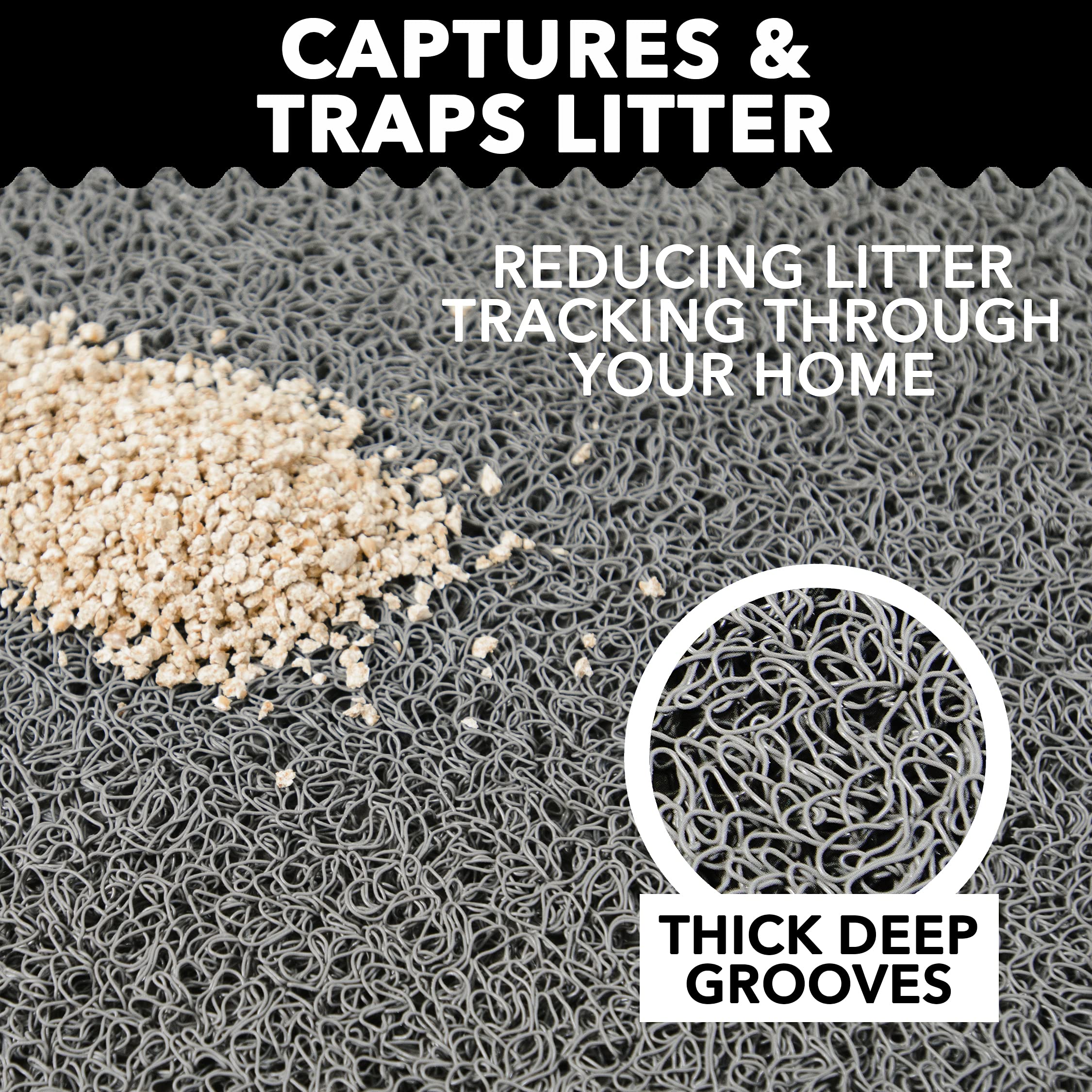 Cat Litter Mat by CleanHouse Pets (XL Size: 36"x24") - Non-Slip, Durable, Easy to Clean, Water Resistant - Eliminates Litter Tracking, Soft on Kitty Paws, Scatter Control, Covered Litter Box Mat
