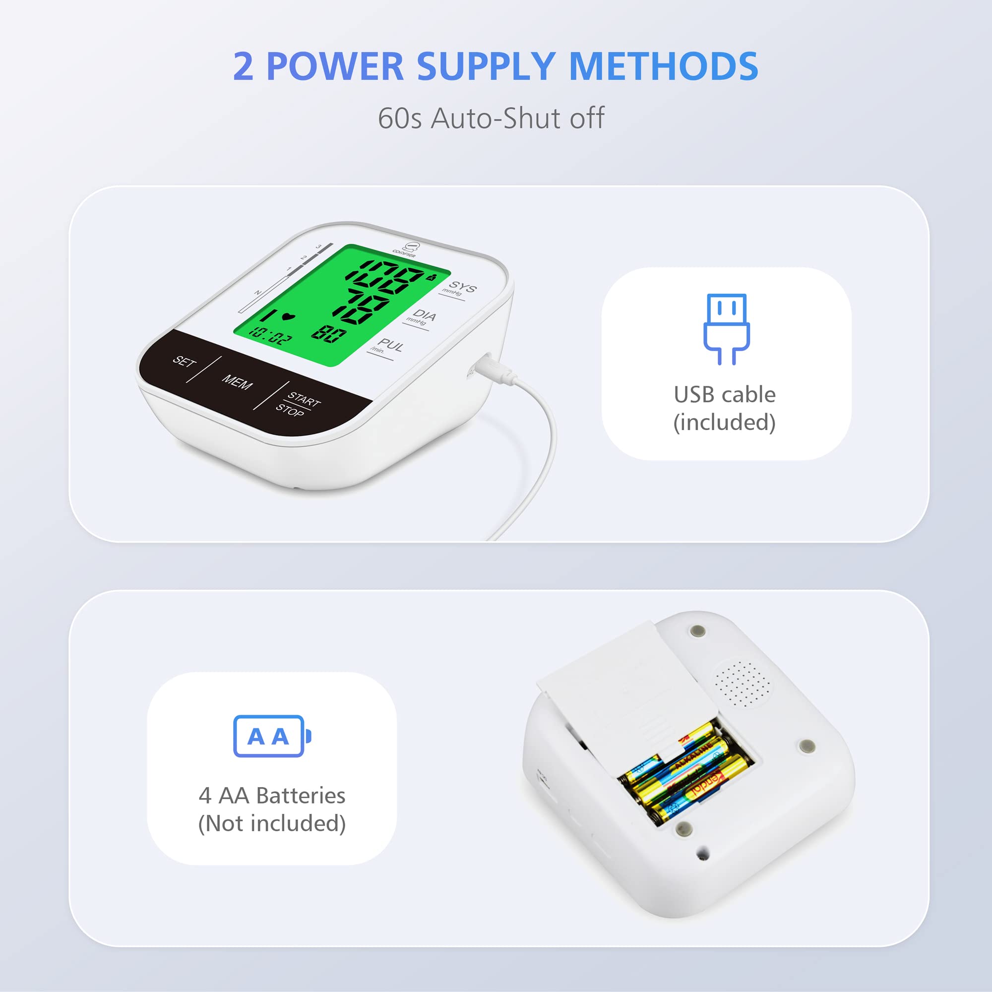 Comfier Arm Blood Pressure Monitor & Irregular Heartbeat Detector,Accurate Automatic Blood Pressure Cuff Machine,Large LCD Display &Voice Broadcast,Dual User Modes(2x120data),Home BP Tester,Carry case