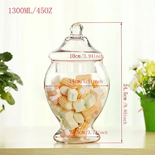 Livejun Glass Apothecary Jars 45 Ounce Decorative Candy Cookie Jars ,Clear Elegant Storage Jar with lids Canisters Sets for the Kitchen Wedding Home Centerpiece Candy Buffet Set of 2