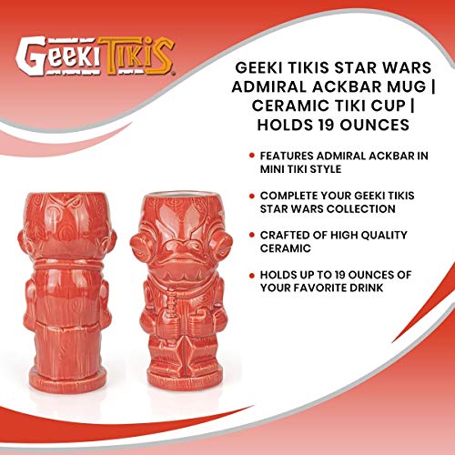 Geeki Tikis Star Wars Admiral Ackbar Mug | Official Star Wars Collectible Tiki Style Ceramic Cup | Holds 19 Ounces