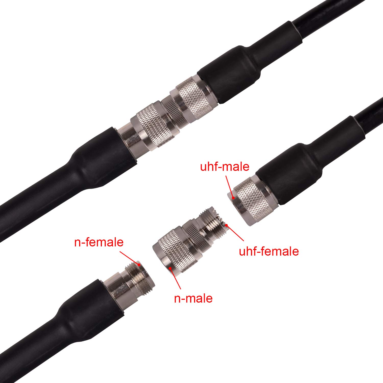 XRDS -RF N Male to UHF Female Adapter N Connector to PL-259 SO-239 Coax RF Coaxial Cable Connectors Pack of 2 (NOT for TV)