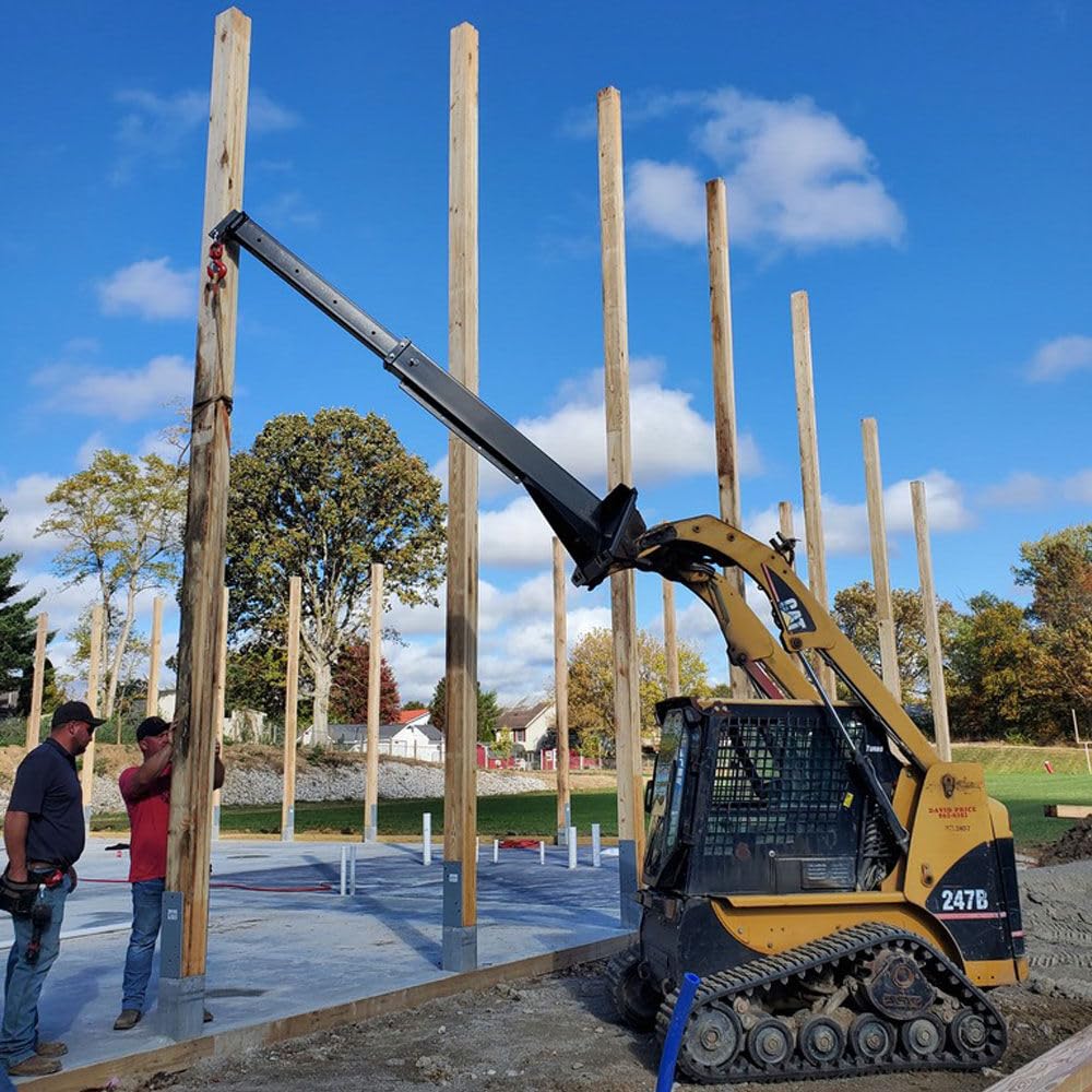 Titan Attachments Adjustable Skid Steer Industrial Crane Jib Attachment with 3 Ton Hook, Manual Telescopes 72" - 120", 5000 LB Lift Capacity at 6 FT, Single 3 Ton Swivel Eye Hook