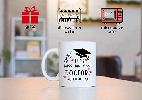 Qsavet Funny Doctor Gift Mug, It's Miss Ms Mrs Dr Actually Mug, Dr Mug, PHD Graduation Mug, Doctorate Degree Mug, Doctor Mug, Phd Mug, Novelty Coffee Mug for Coworker, Friends, Students - 11oz (dr)