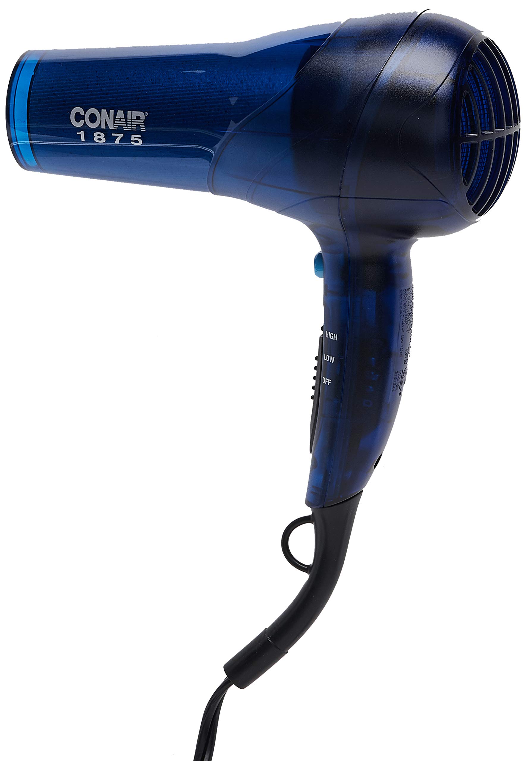 Conair 1875 Watt Translucent Turbo Hair Dryer, Blue