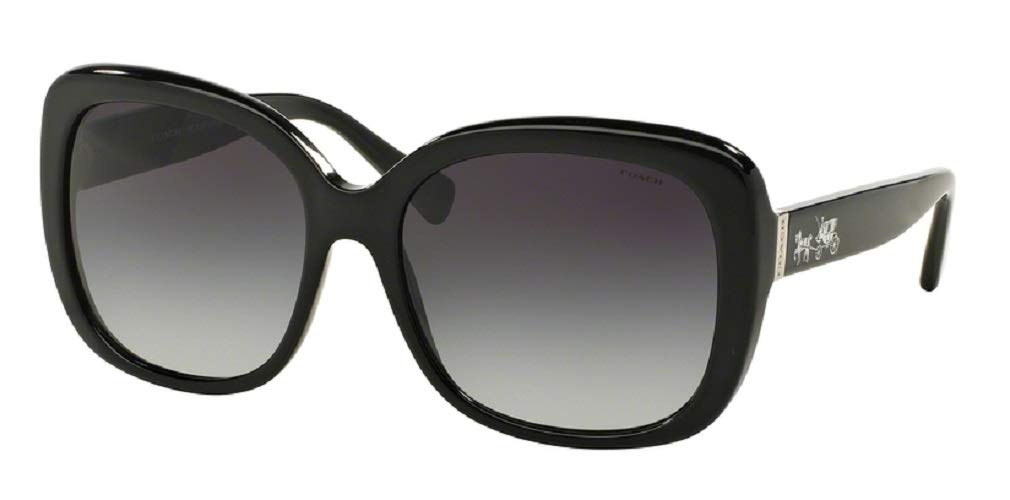 Coach HC8158 500211 58M Black/Light Grey Gradient Square Sunglasses For Women + BUNDLE with Designer iWear Eyewear Kit