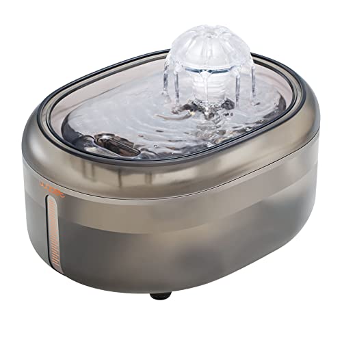WOPET Cat Water Fountain, 67oz/2L Automatic Cat Water Dispenser Pet Water Fountain, W300 Silent Pet Waterfall Drinking Fountain with 1 Replacement Filter for Cats, Dog, Small Pets Without Light, Gray