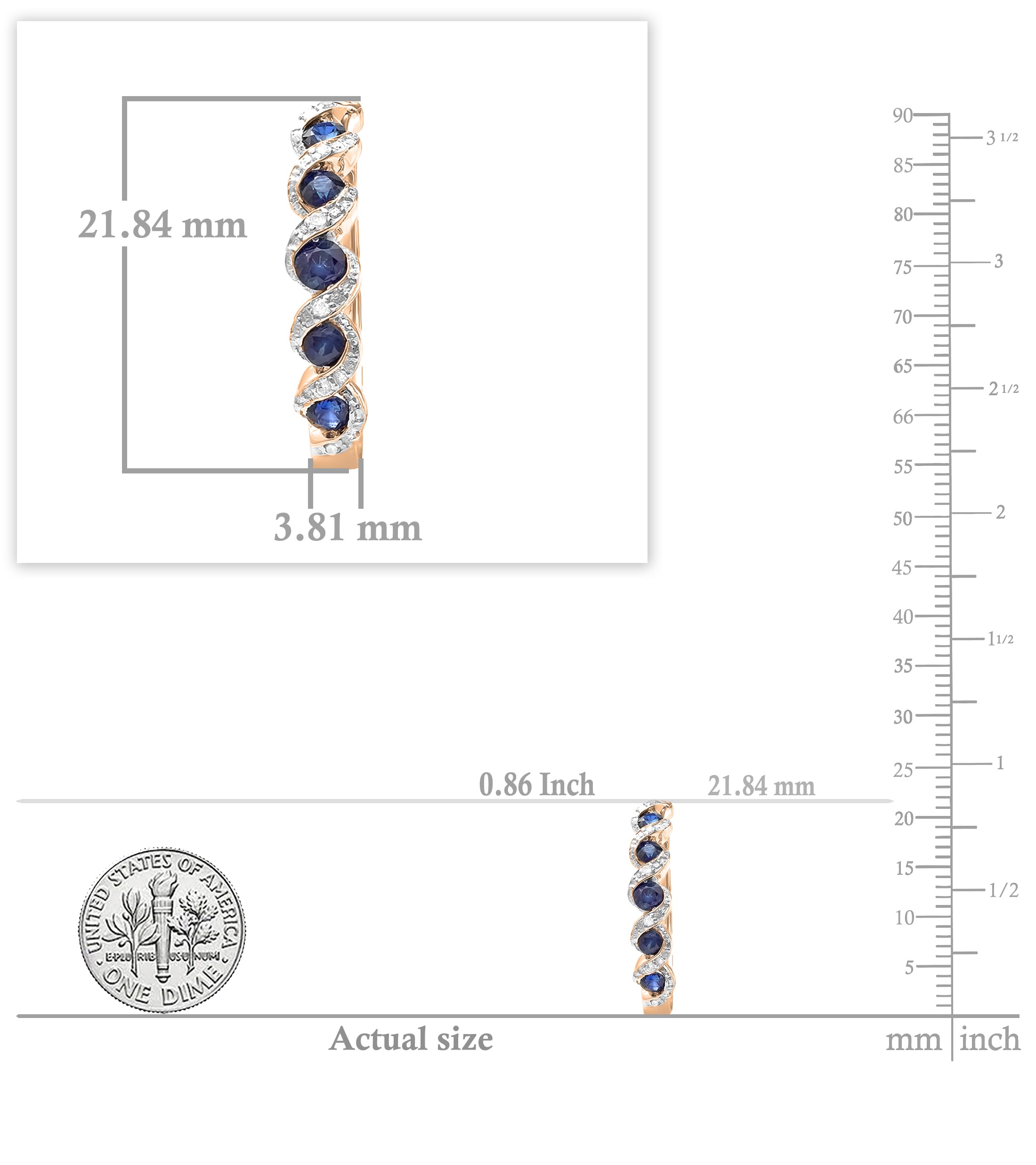 Dazzlingrock Collection Round Blue Sapphire & White Diamond Hoop Earrings | 925 Sterling Silver