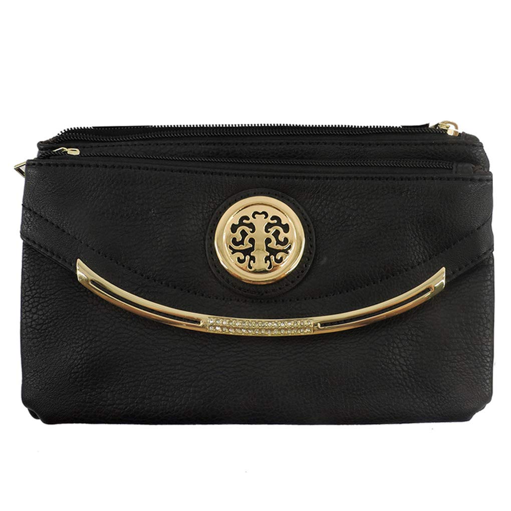 Silver Fever Fashion Crossbody - Hipster Mini Purse - Indie Designed Handbag (Black Accordion)
